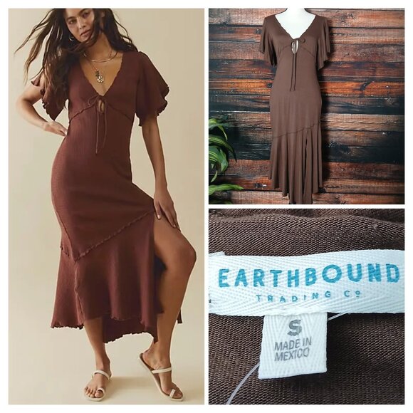 EARTHBOUND | Dresses | Nwt Earthbound Midi Dress Size S Brown Rayon ...